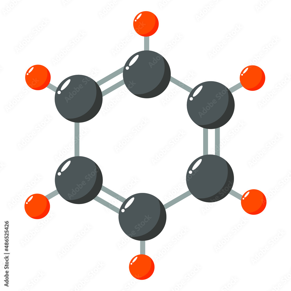 Vector illustration of benzene or C6H6 molecules, for logos, symbols ...