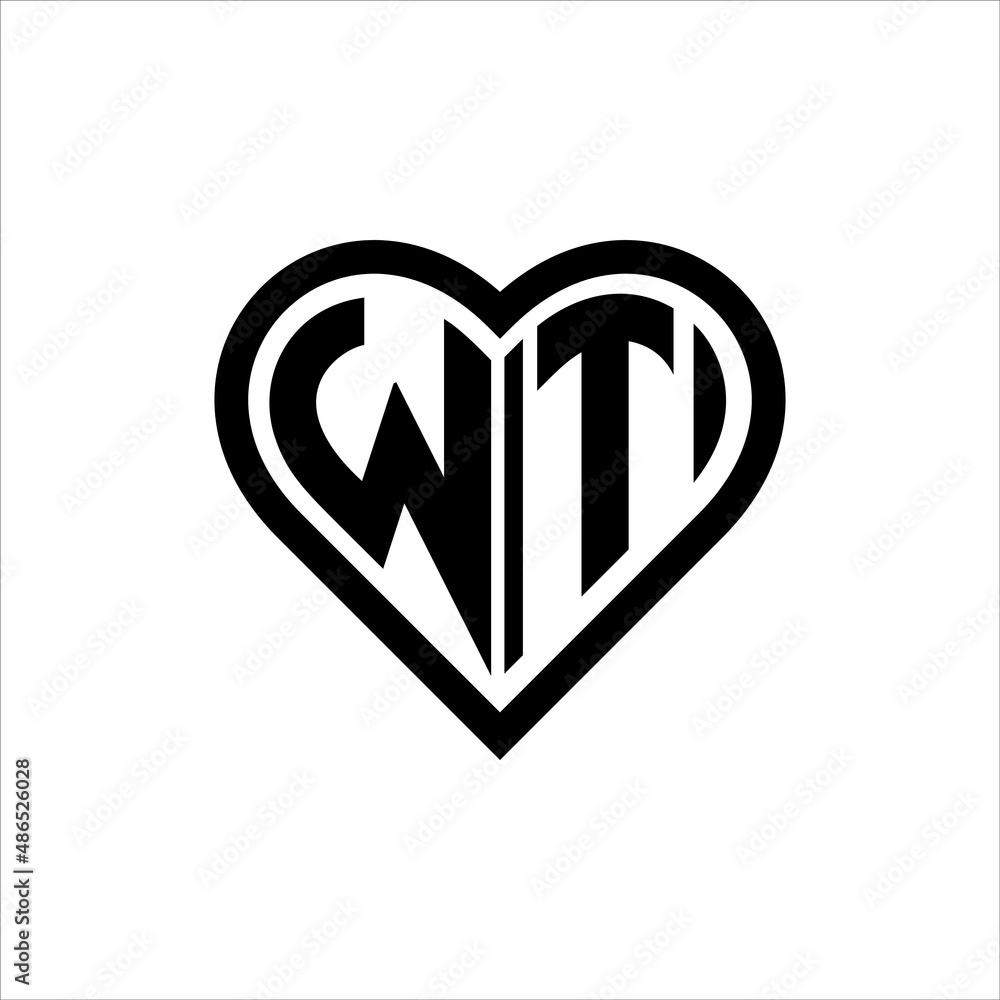 WT Letter logo design emblem Vector Icon, emblem with white background ...