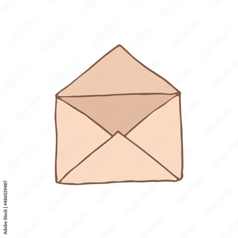 Open envelope doodle icon. Vector cartoon illustration with sketch ...