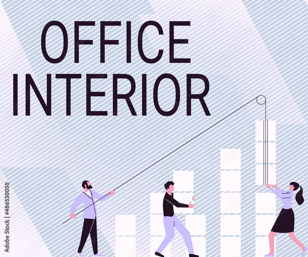 Sign displaying Office Interior. Business concept making indoor spaces ...