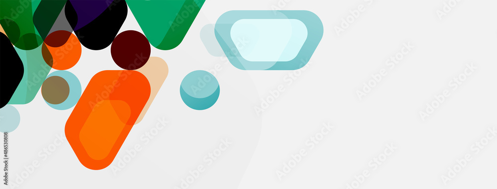 Color bubbles and rounded geometric shapes on white. Vector geometric ...