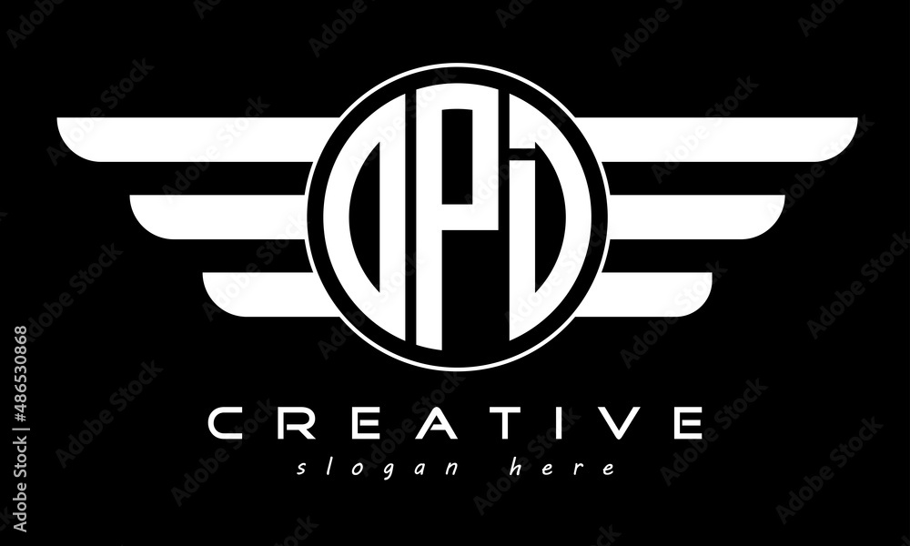 OPD three letter monogram type circle letter logo with wings vector ...