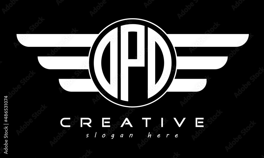 OPO three letter monogram type circle letter logo with wings vector ...