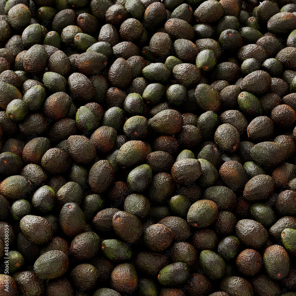 Haufen vieler reifer frischer Avocados als Hintergrund Stock Photo ...