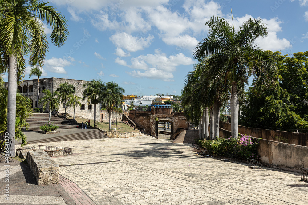way to the exit from the square in front of the Alcázar de Colon in ...