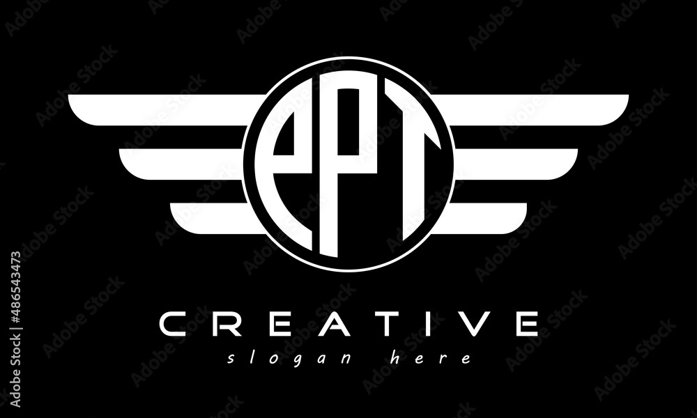 PPT three letter monogram type circle letter logo with wings vector ...