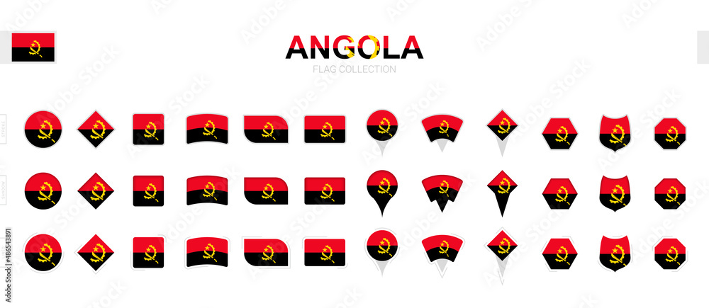 Large collection of Angola flags of various shapes and effects. Stock ...