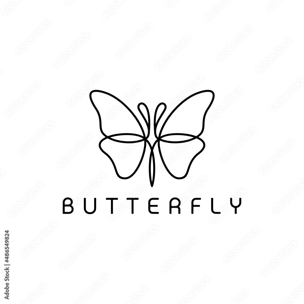 Butterfly logo line outline monoline icon vector Stock Vector | Adobe Stock