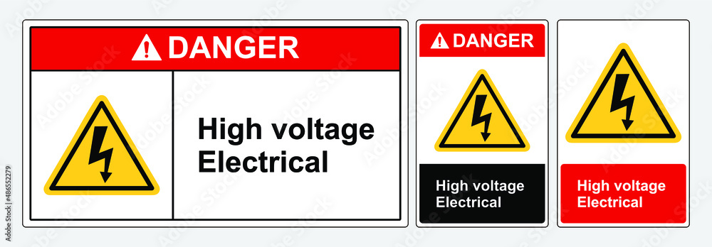 Safety Sign hight voltage electrical, sign lanscape and potrait forms ...