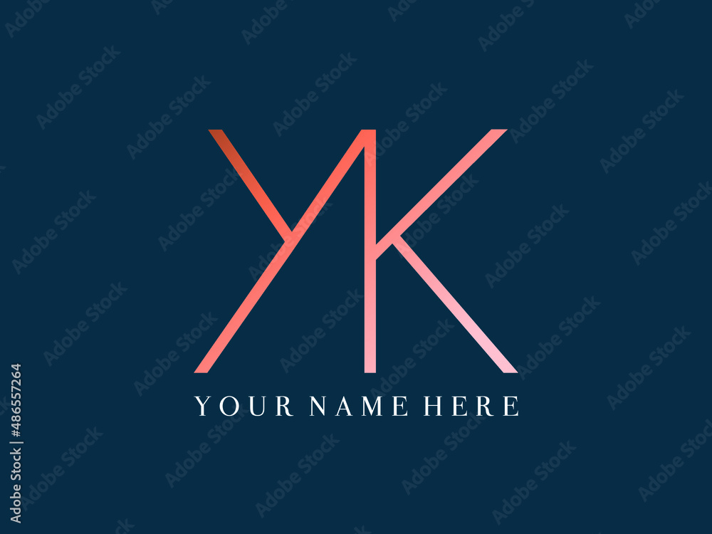 YK monogram logo.Letter y, letter k typographic icon.Lettering sign ...