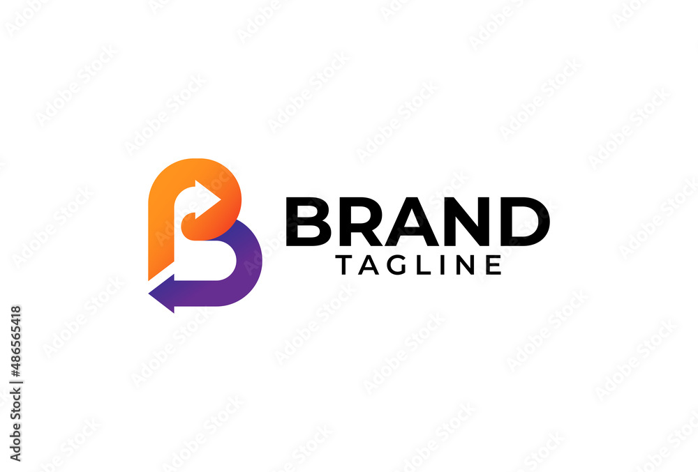Letter B Arrow Logo design, letter b with two arrow combination, vector ...