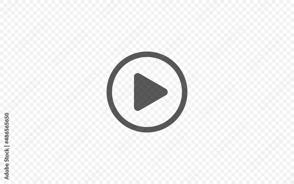 Play button icon on transparent background. Video player sign. Circle ...