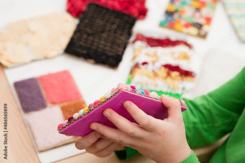 Cards of different textures. Sensory device for infants or children ...