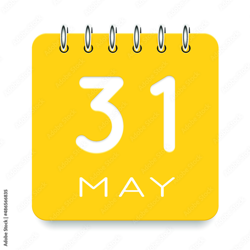 31 day of the month. May. Cute yellow calendar daily icon. Date day ...