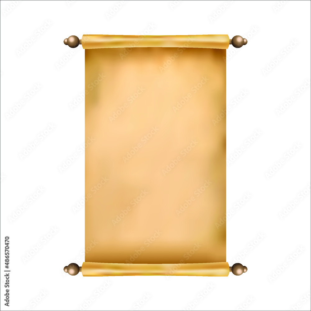 Pure ancient papyrus scroll. Isolated on white background. Vector ... Pure ancient papyrus scroll. Isolated on white background. Vector ...