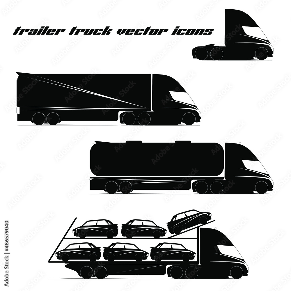 vector icons and logo trucks with different trailers tank container and ...