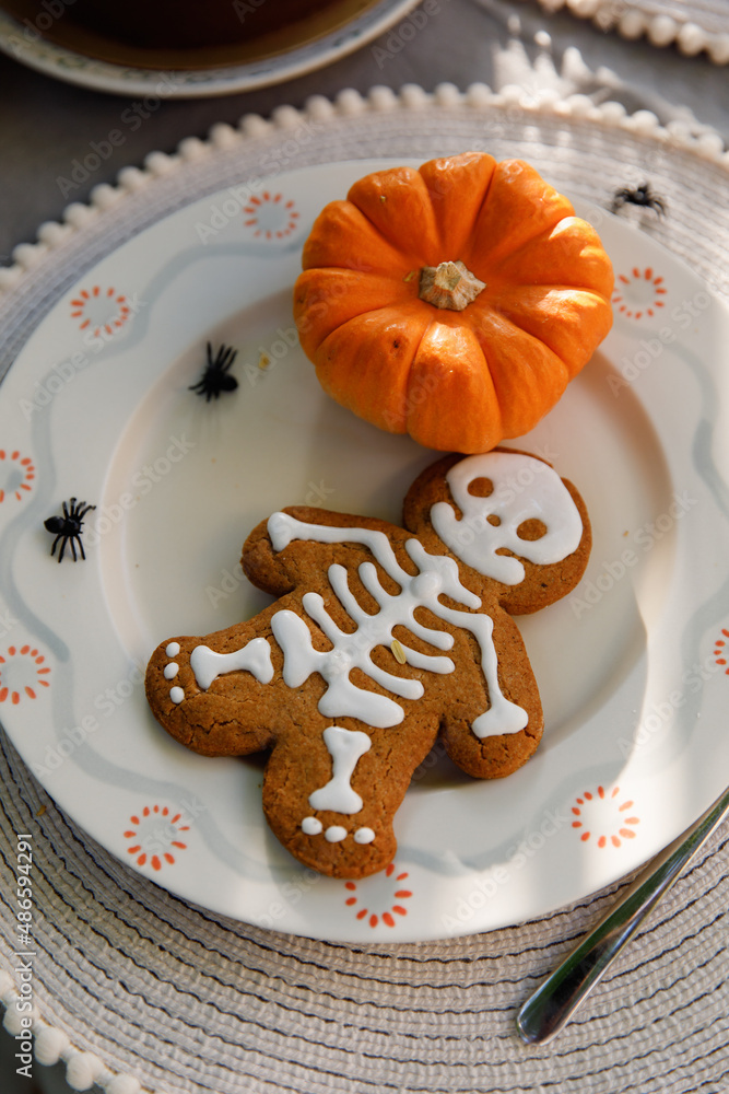 Halloween gignger bread skeleton Stock Photo | Adobe Stock