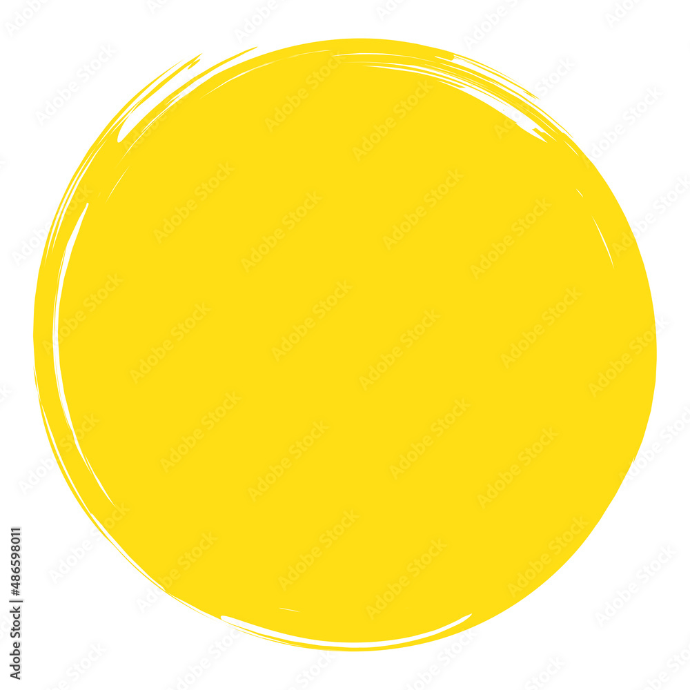 Circle brush stroke vector isolated on white background. Yellow enso zen circle brush stroke ...