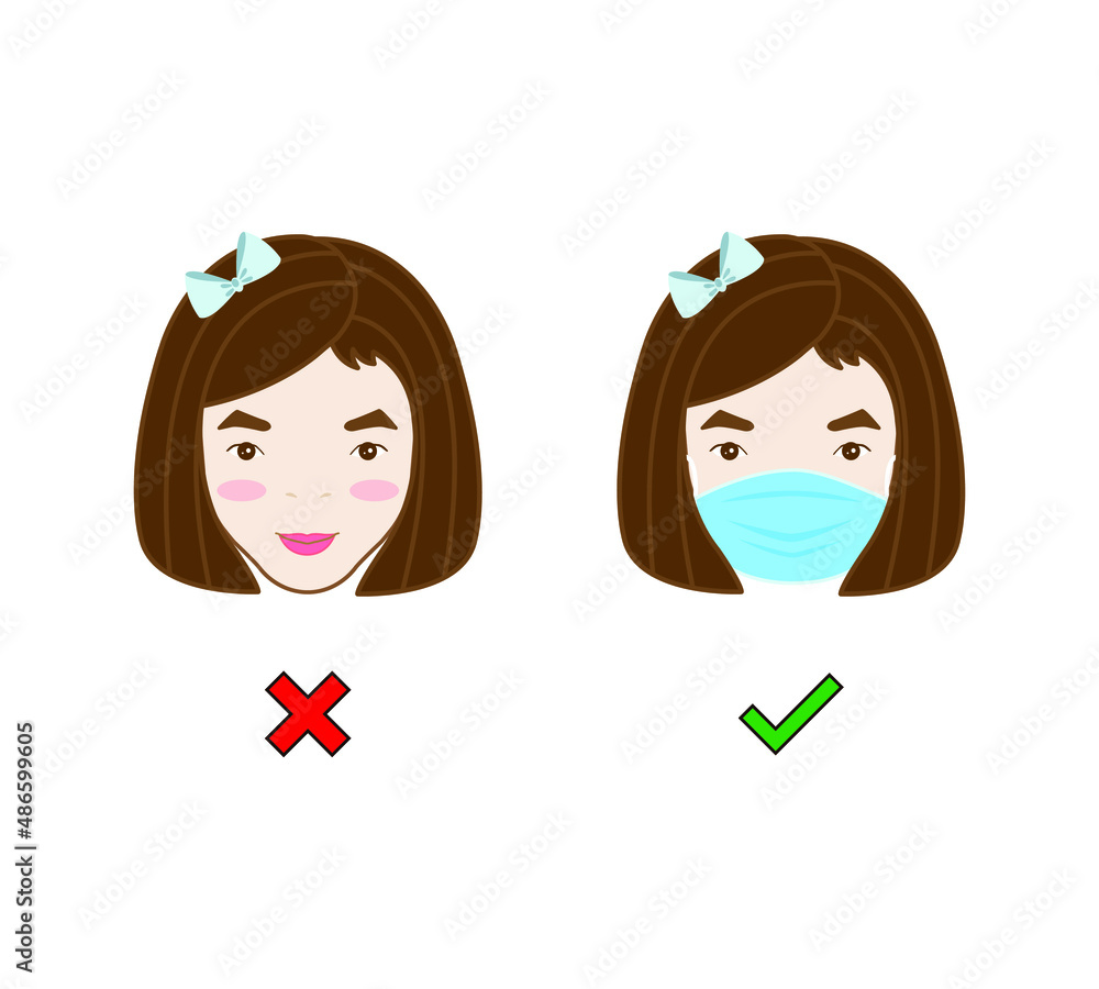No Entry Without Face Mask. Wrong and right Wear a Face Covering Icon ...