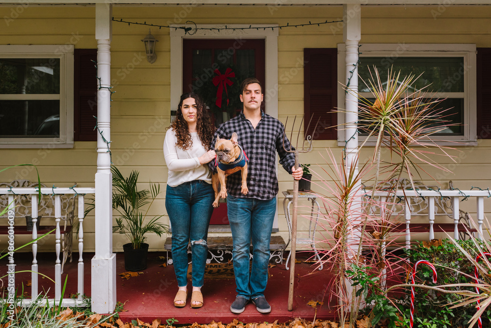 American gothic style millenials Stock Photo | Adobe Stock