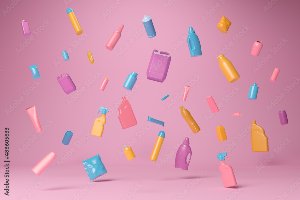 Colorful recyclable plastic containers Stock Photo | Adobe Stock