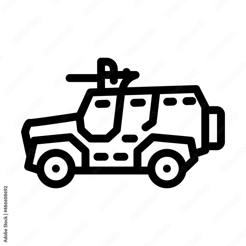 military vehicle line icon vector. military vehicle sign. isolated ...
