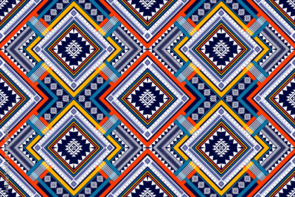 Geometric ethnic seamless pattern design. Aztec fabric carpet mandala ...