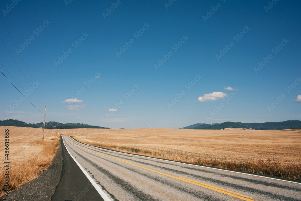 Highway in the prairie Stock Photo | Adobe Stock