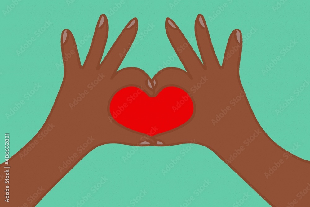 Heart shaped black hands illustration Stock Photo | Adobe Stock
