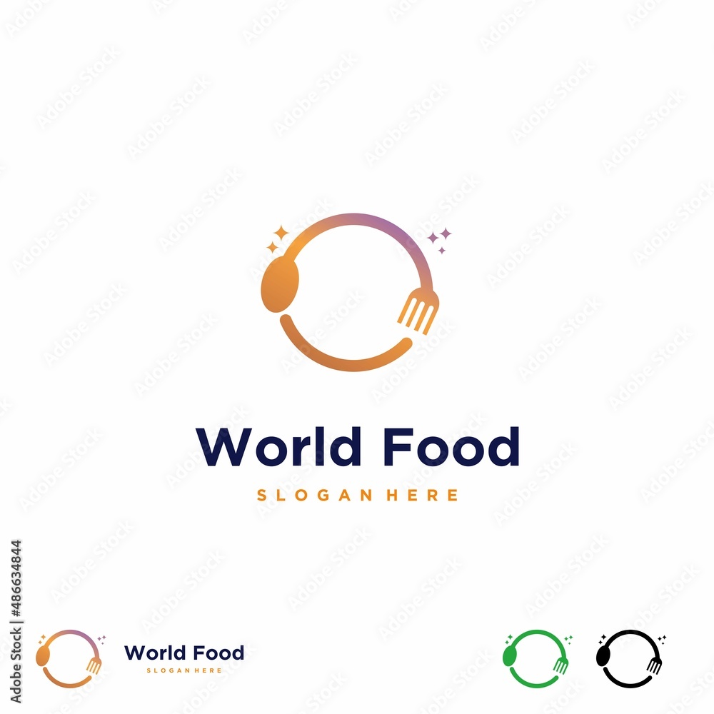 World Food logo design icon template, planet food logo on isolated ...