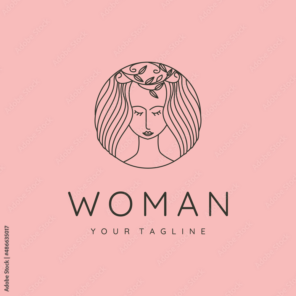 vector of woman beauty logo with long hair symbol illustration design ...