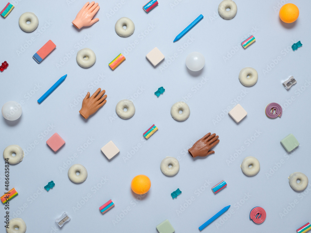 Pattern with different random objets Stock Photo | Adobe Stock