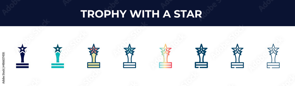 Vetor de trophy with a star vector icon in 8 different modern styles ...