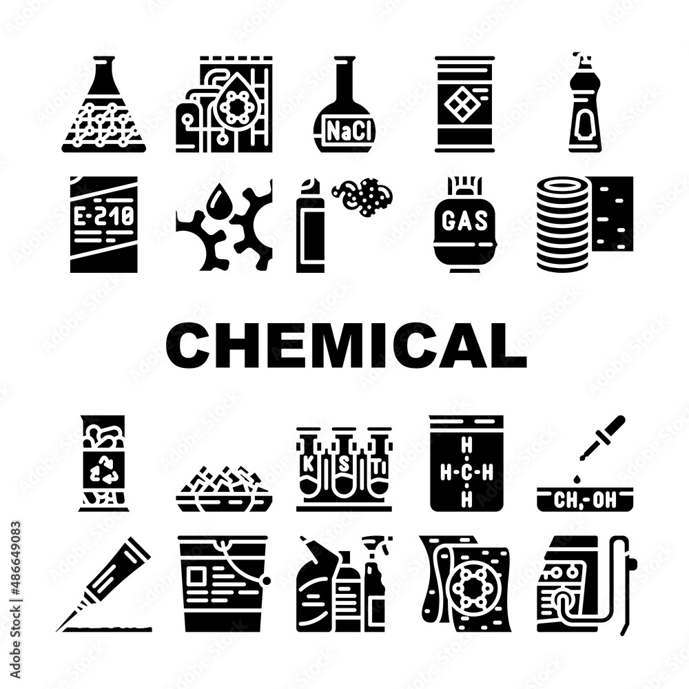 Chemical Industry Production Icons Set Vector. Specialty Chemical ...
