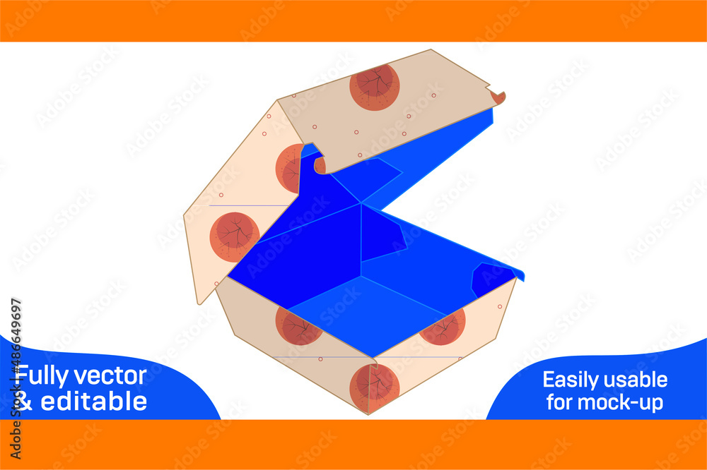 Burger box dieline template, Fast Food Burger Box packaging dieline ...