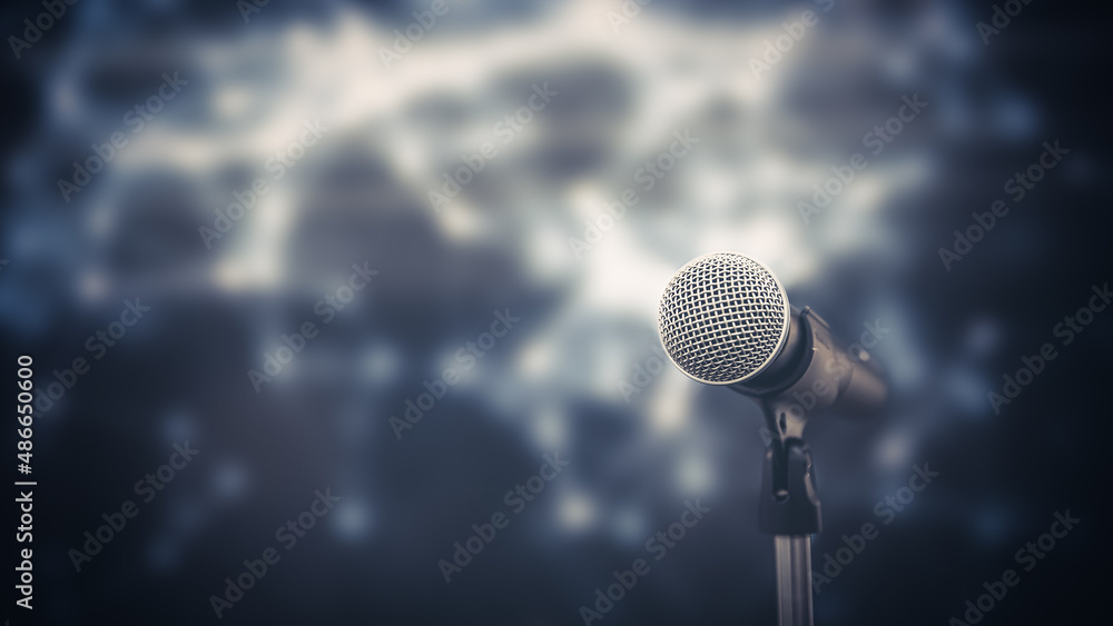 Microphone Public speaking background, Close up microphone on stand for ...