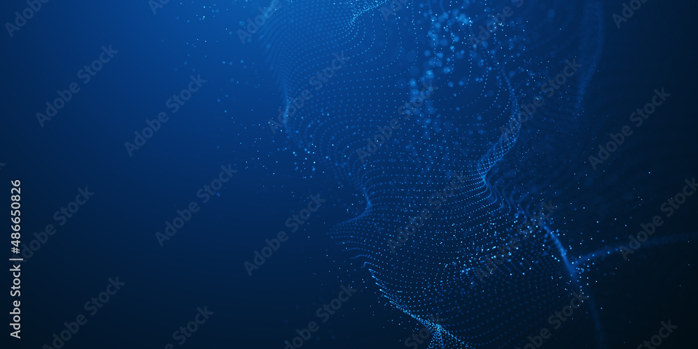 abstract beautiful wave technology background with blue light effect ...