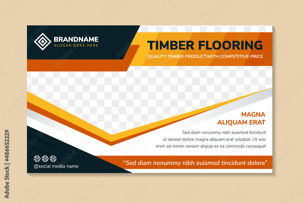 Timber Flooring construction banner template for a report and brochure ...