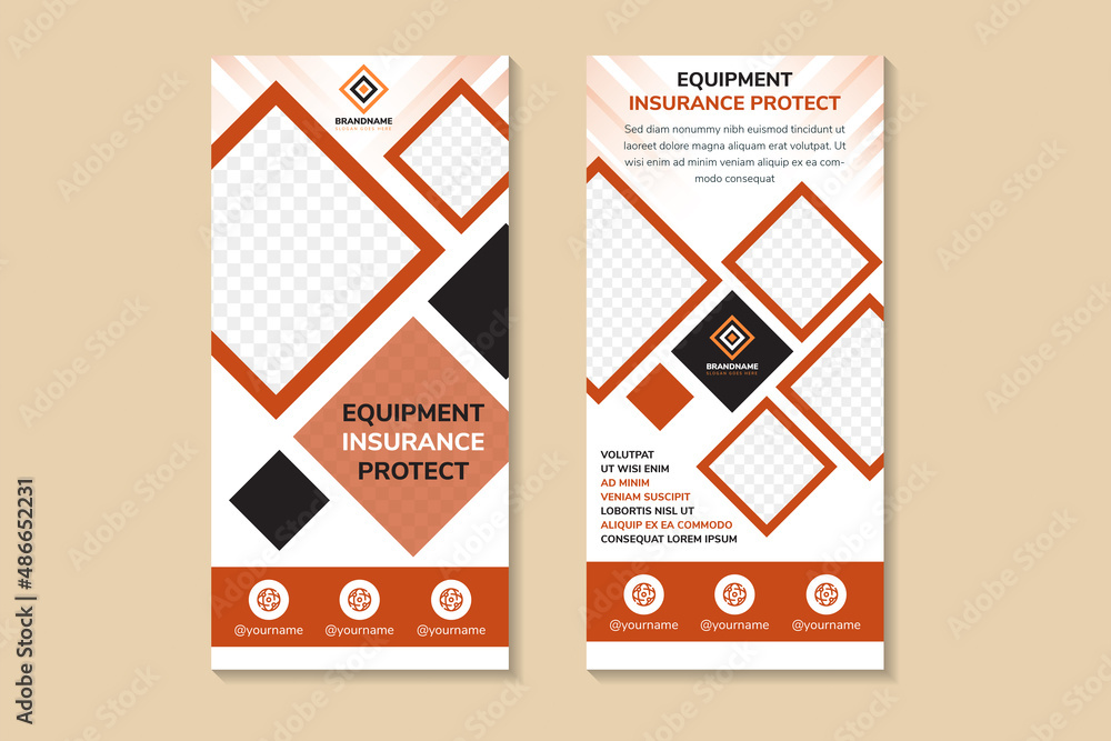 equipment insurance protect roll up banner template for a report and ...