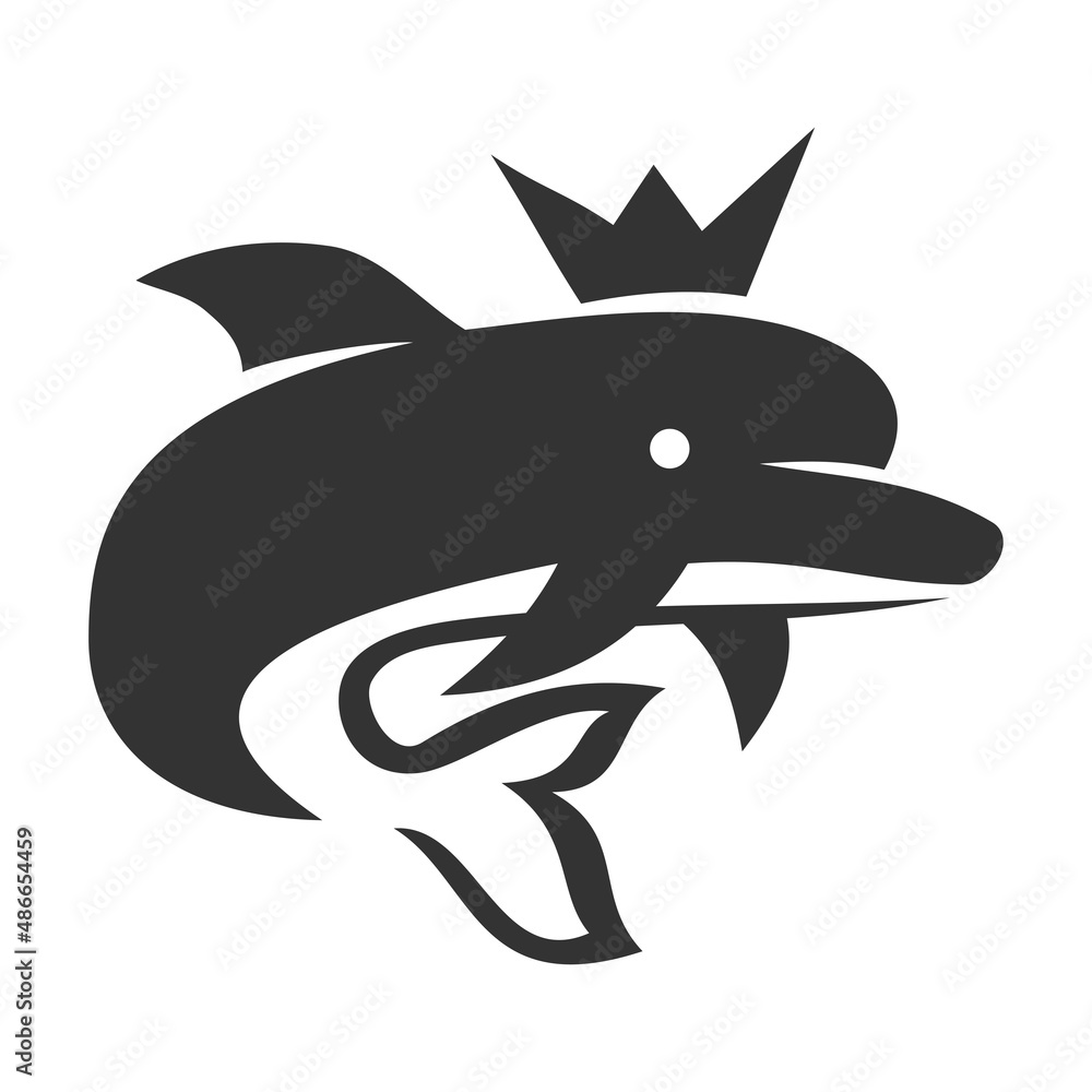 king dolphin Icon Illustration Brand Identity Stock Vector | Adobe Stock