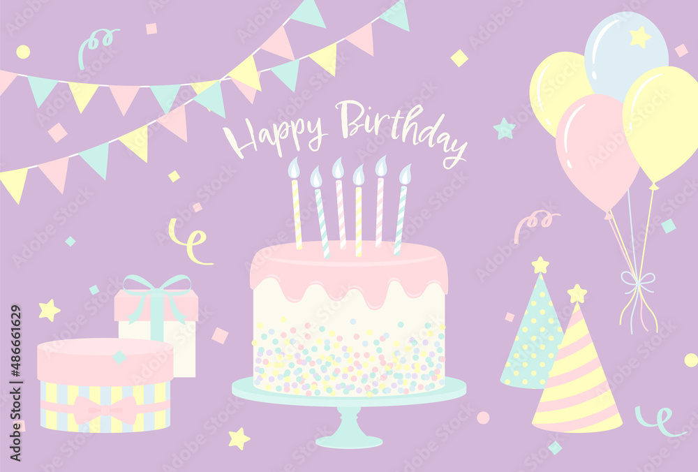 festive vector background with birthday party icons for banners, cards ...