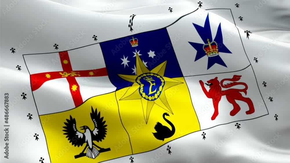 Australian Flag of Queen Elizabeth II logo. National 3d Royal Standard ...