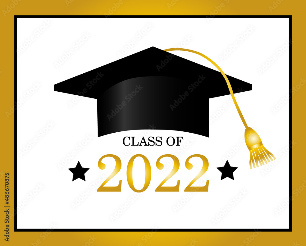 Scool. Class of 2022. Gold design for graduation ceremony ...