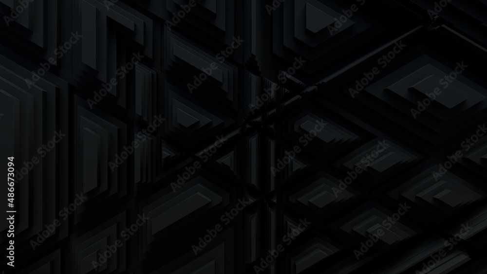 Black, Tech Background with a Geometric 3D Structure. Dark, Stepped ...
