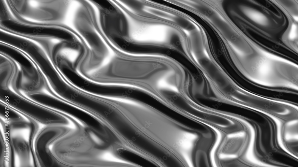Silver chrome metal texture with waves, liquid silver metallic Stock ...