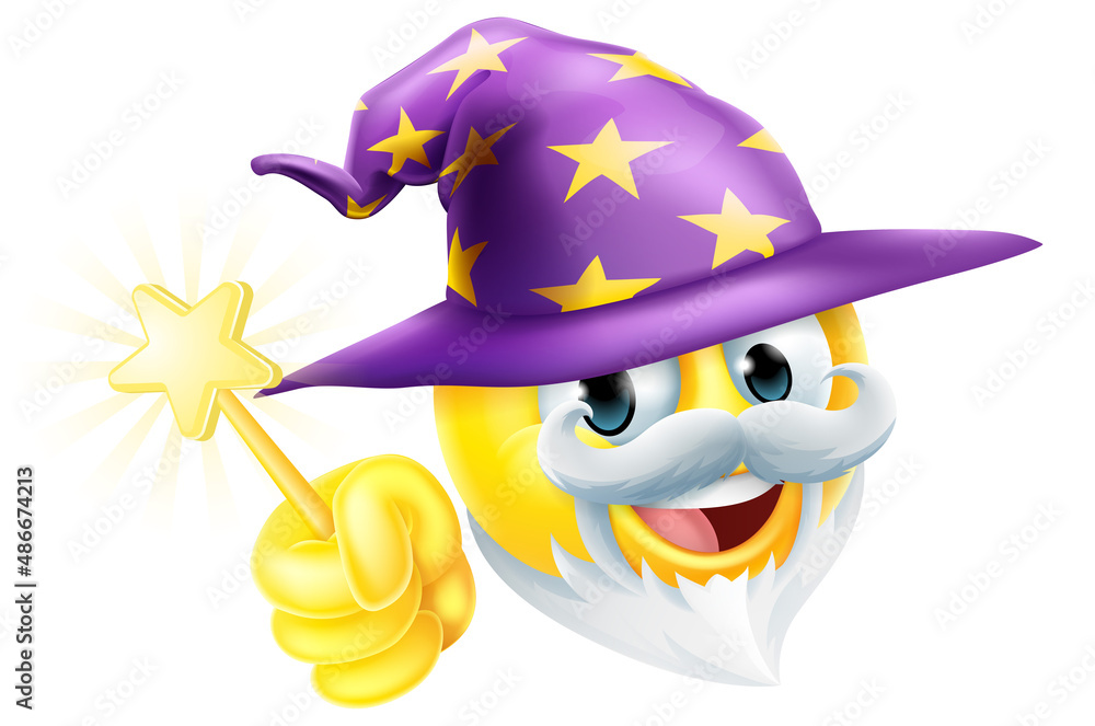 Wizard Emoticon Face Emoji Cartoon Icon Stock Vector | Adobe Stock