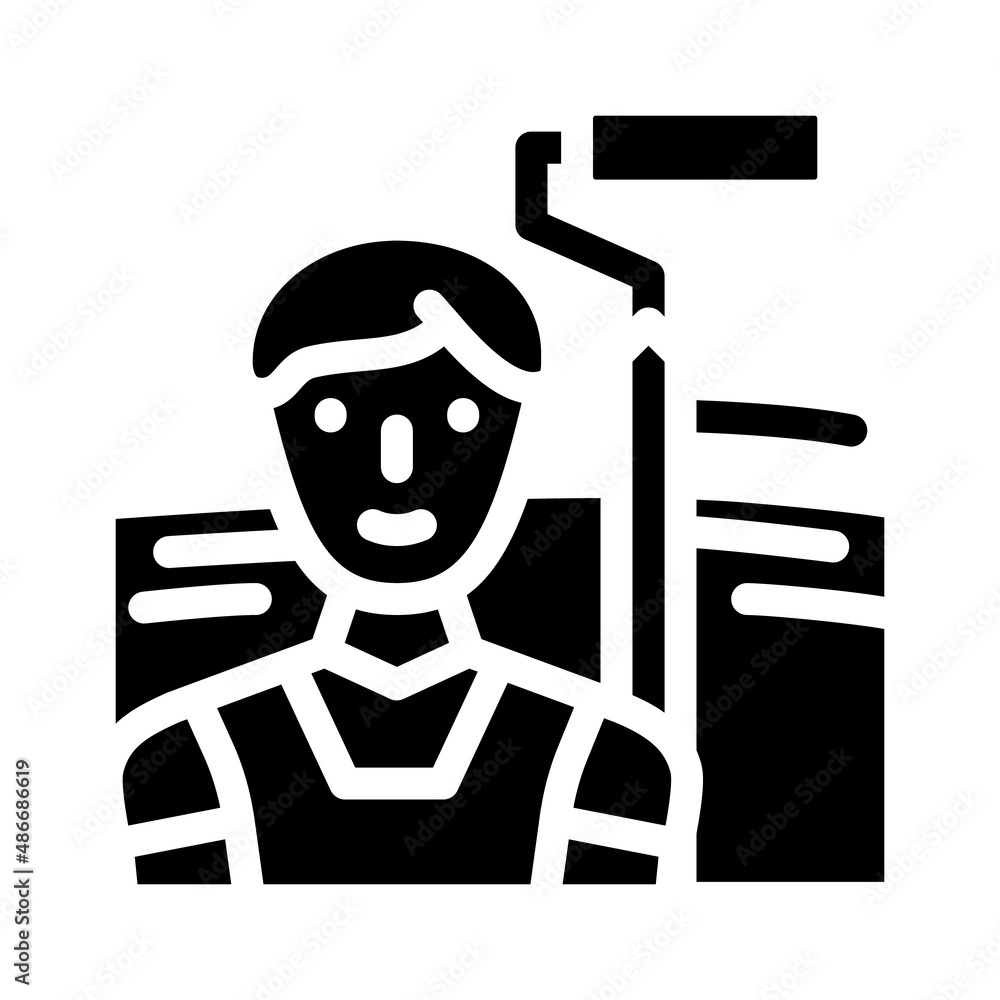 painter man glyph icon vector. painter man sign. isolated contour ...