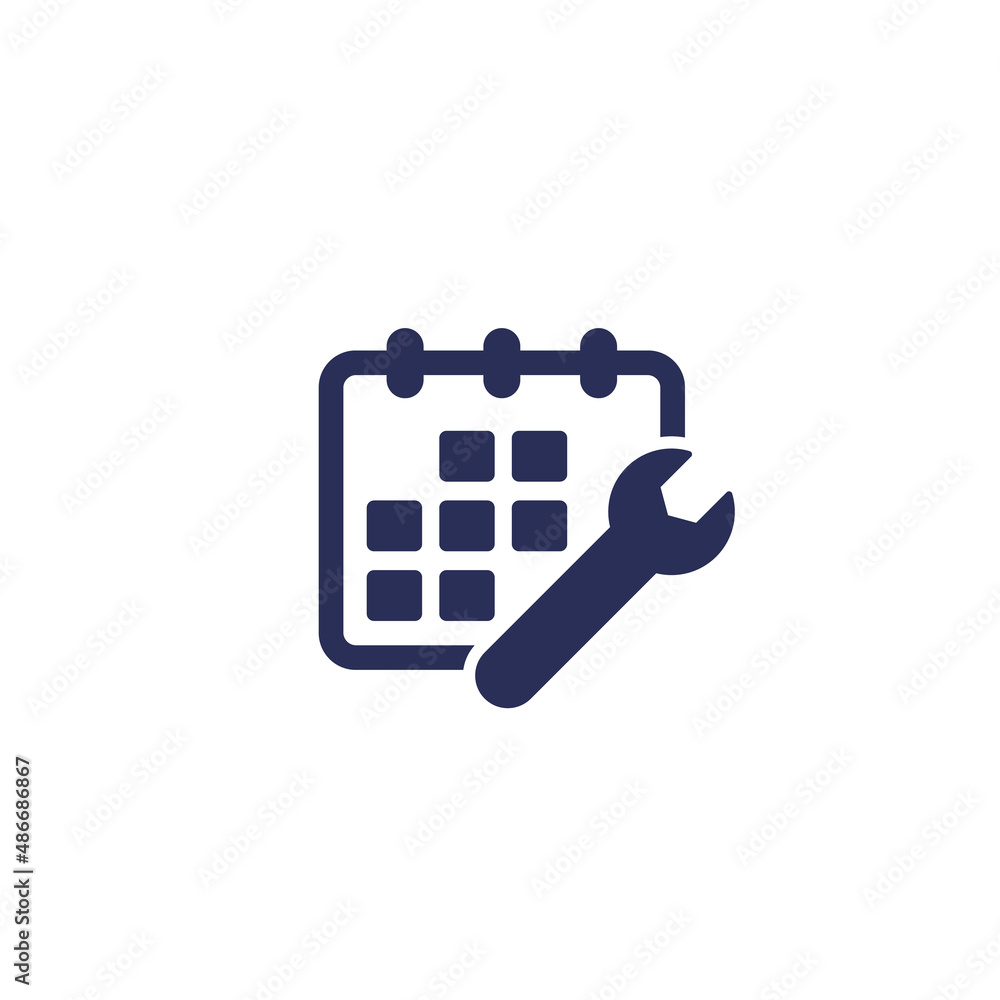maintenance schedule icon with calendar and wrench Stock Vector | Adobe ...