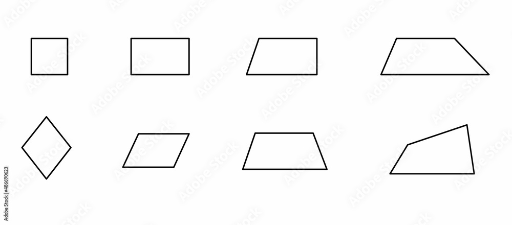 types of quadrilaterals square, rectangle, rhombus, trapezoid ...