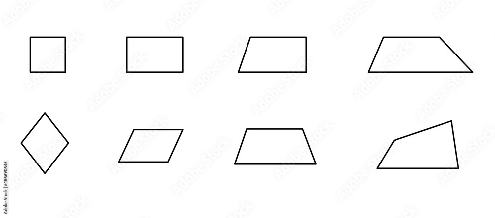 types of quadrilaterals square, rectangle, rhombus, trapezoid ...